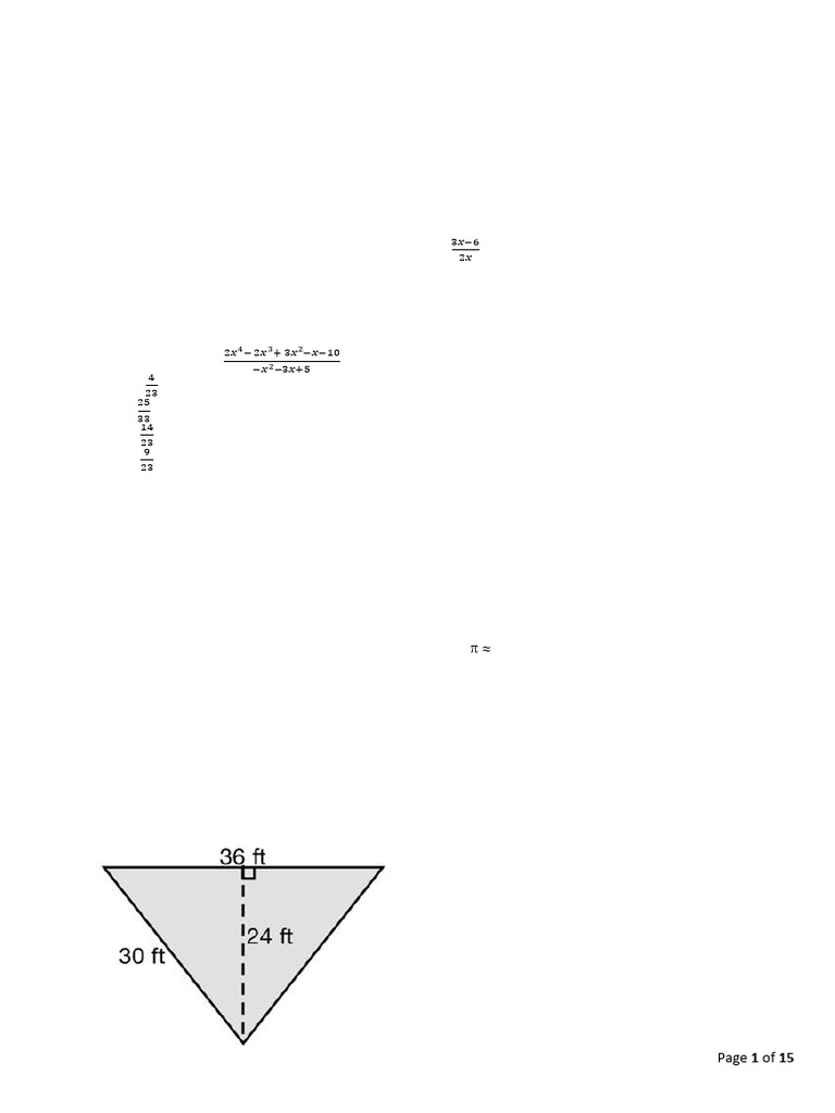 GED Math Review Test Questions | PDF | Area | Circle