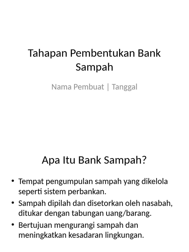 Tahapan Pembentukan Bank Sampah | PDF