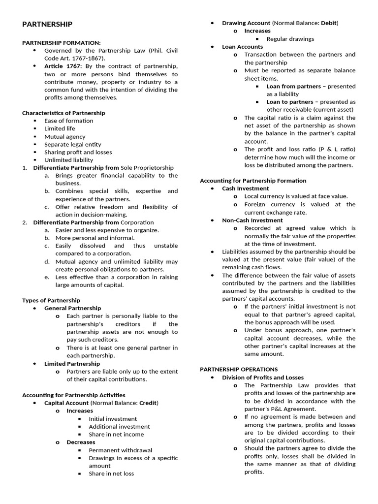 AFAR - Partnership - Lecture Notes | PDF | Partnership | Income Statement