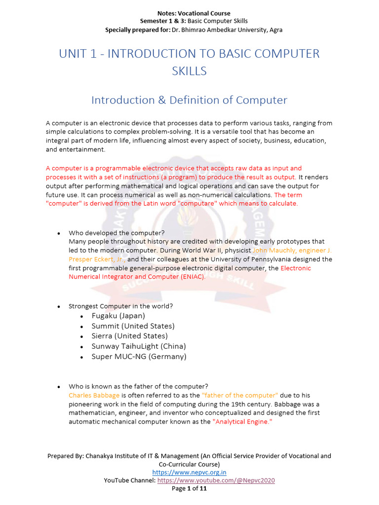 Basic Computer Skills | PDF | Computer Network | Windows 10