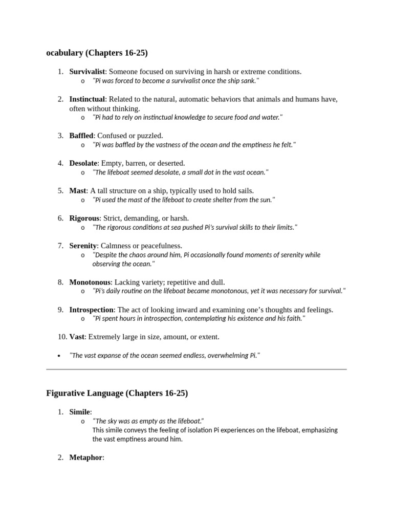 Vocabulary, figurative language and plot turns | PDF