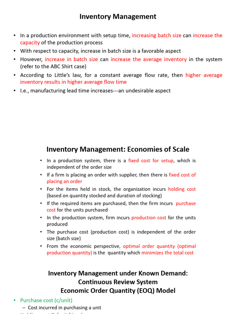 POM - Inventory Management - EOQ Model | PDF | Economics | Economies