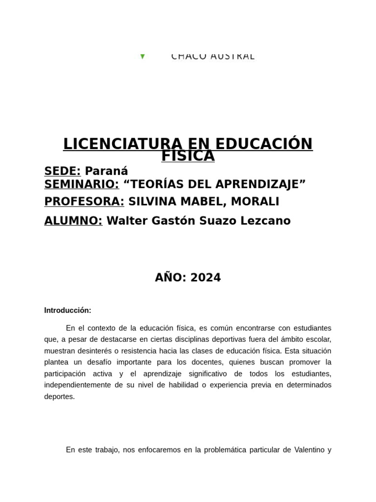 TRABAJO FINAL-Teoria del aprendizaje_Suazo Lezcano | PDF | Aprendizaje | Sicología