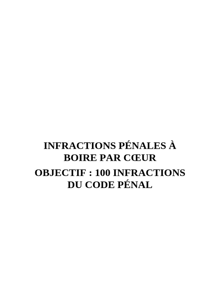 Infractions pénales : 100 cas clés | PDF | Viol | Meurtre