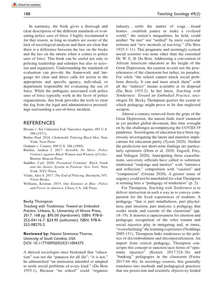 Book Review Teaching With Tenderness Toward An Embodied Practice | PDF ...