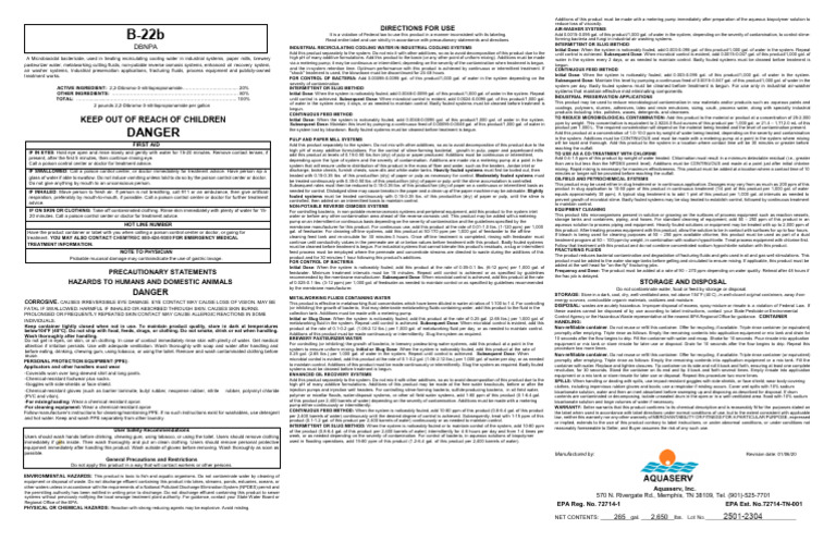 B-22b Label - 275g Tote | PDF | Clean Water Act | Effluent