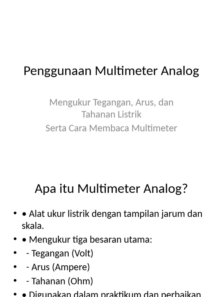 Penggunaan Multimeter Analog Update | PDF