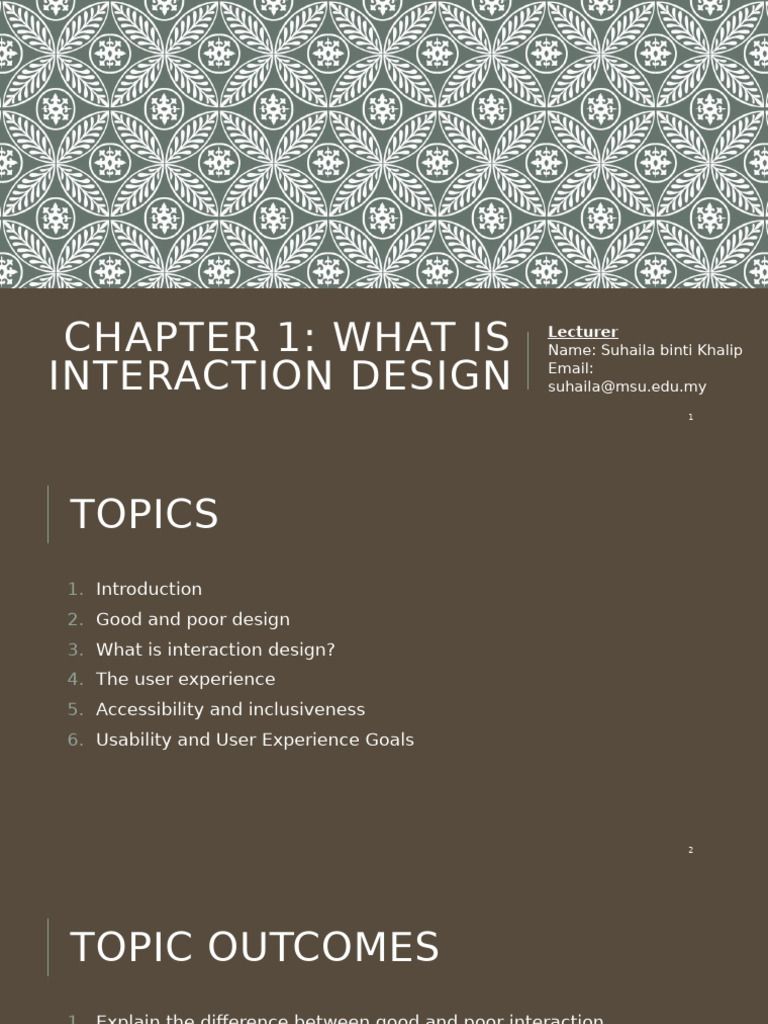 Chapter1 What Is Interaction Design | PDF | Human–Computer Interaction | Usability
