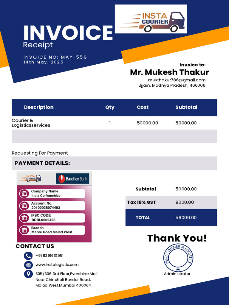 Mukesh Singh Thakur Invoice - 20250514 - 151814 - 0000 | PDF