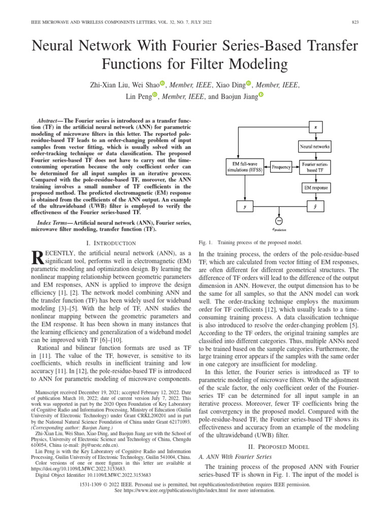 Neural Network With Fourier Series-Based Transfer Functions For Filter Modeling | PDF | Filter ...