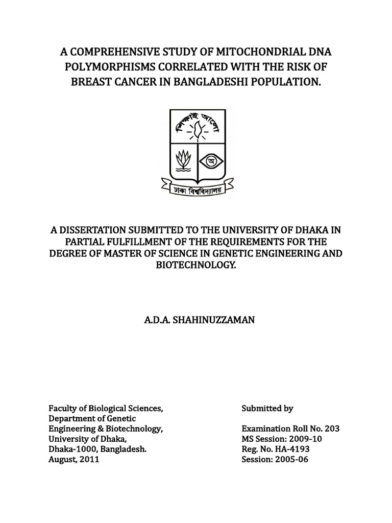 Shahin_MS-Thesis_Final_Copy | PDF | Electron Transport Chain | Mitochondrion