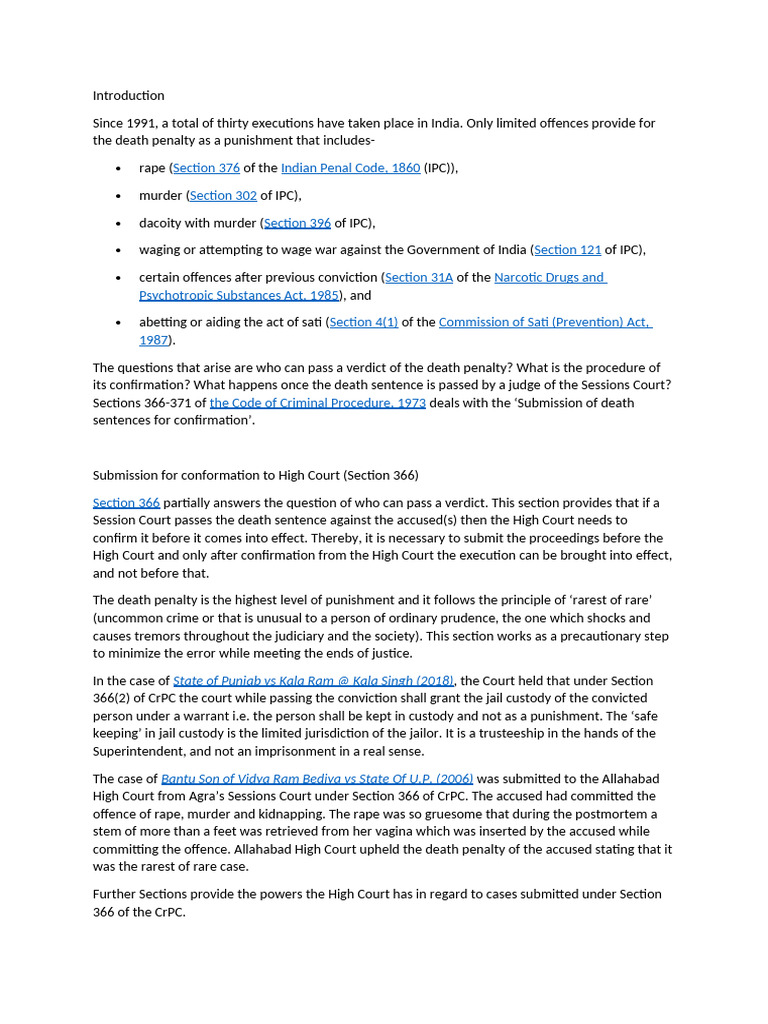 India’s Death Penalty Procedures Explained | PDF | Criminal Procedure ...