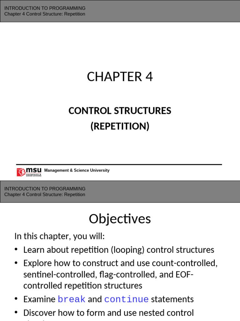 Chapter 4 Control Structures Repetition | PDF | Control Flow | Php