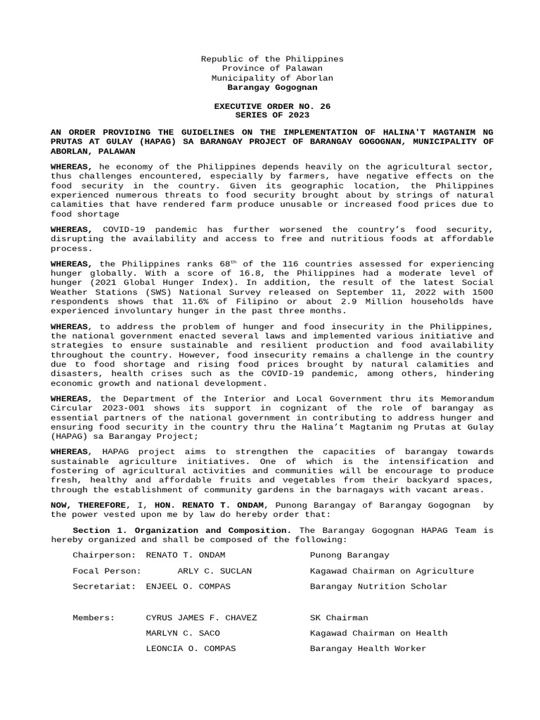 Implementation of HAPAG | PDF | Food Security | Hunger