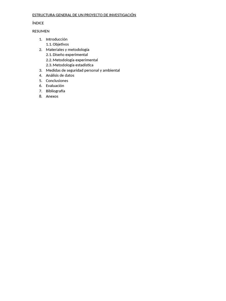 Estructura General de Un Proyecto de Investigacion | PDF | Agua ...