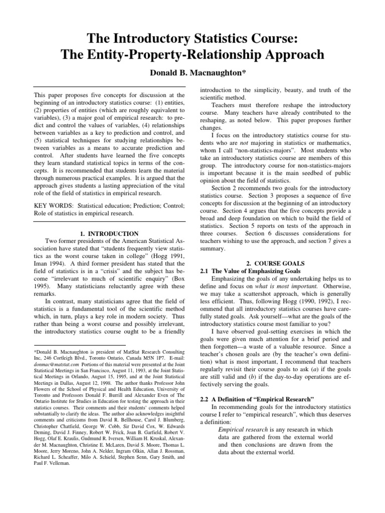 The Introductory Statistics Course: The Entity-Property-Relationship ...