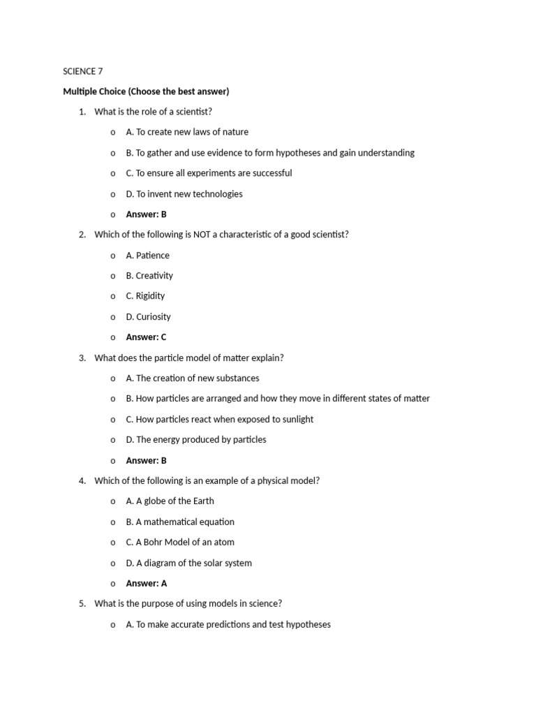 4th Quarter Science 7 Test Reviewer | PDF | Experiment | Gases
