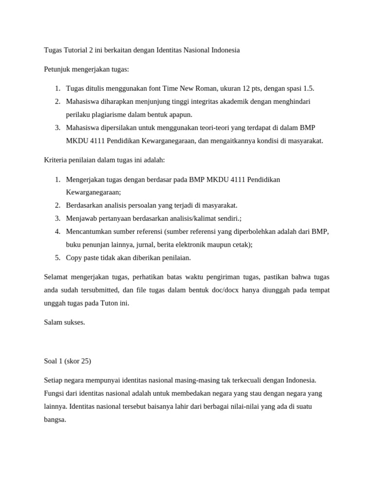 Tugas 2 Pendidikan Kewarganegaraan | PDF