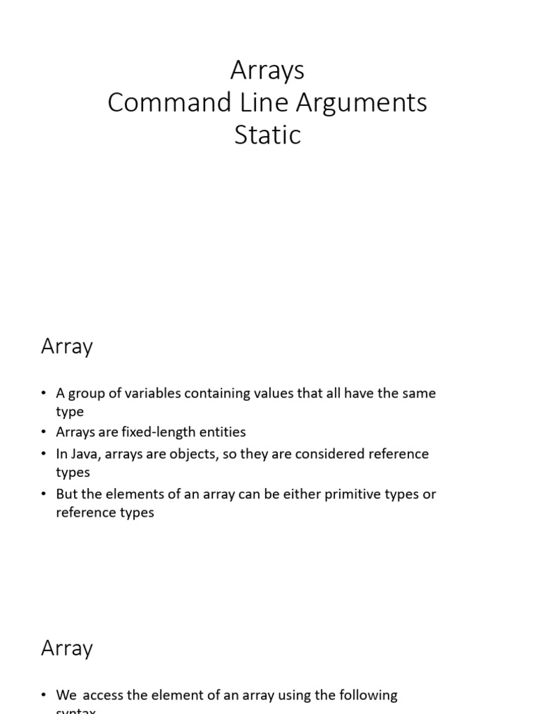 Arrays Command Line Arguments Static | PDF | Data Type | Integer ...