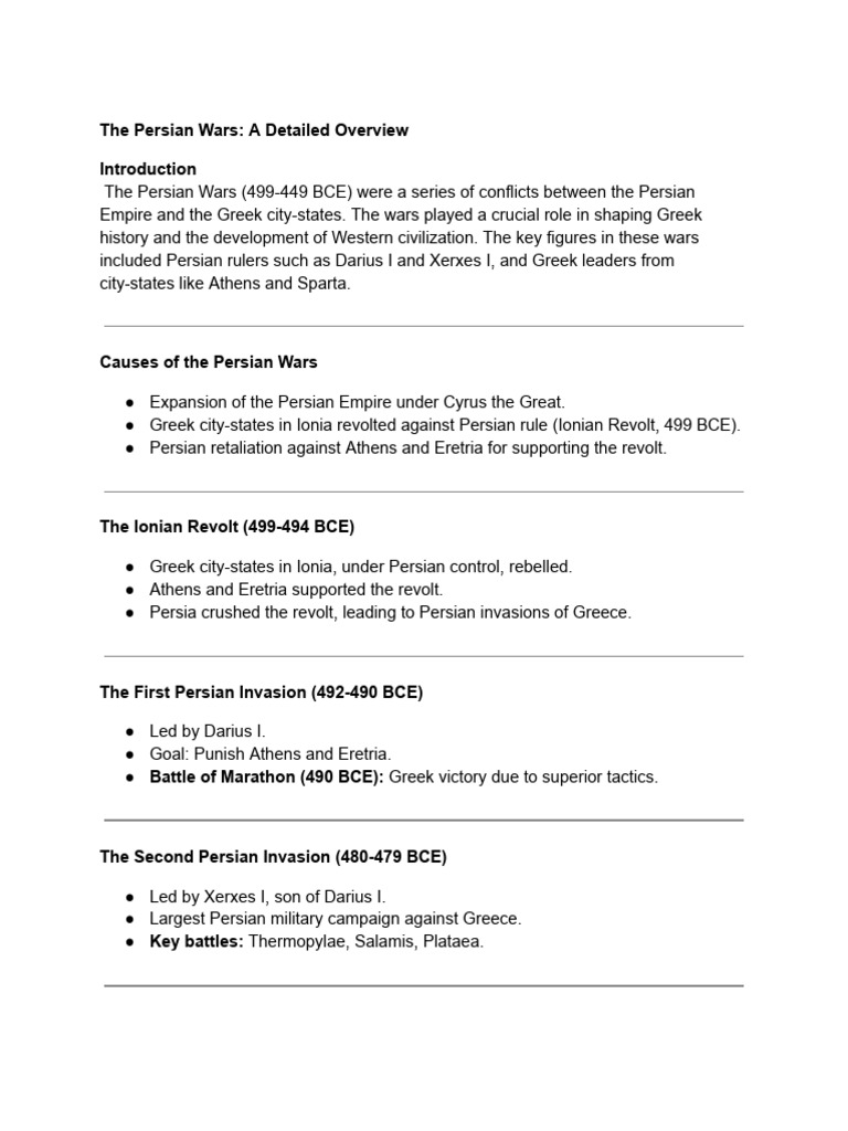 The Persian Wars - A Detailed Overview | PDF | Greco Persian Wars ...