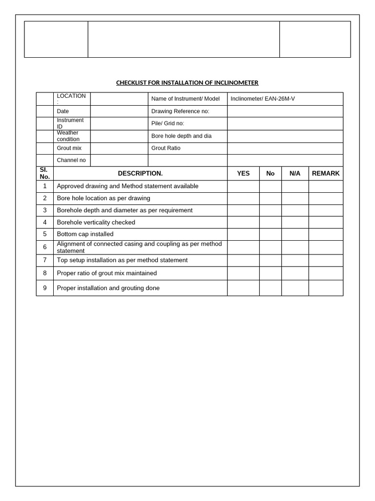 Installation of Inclinometer | PDF