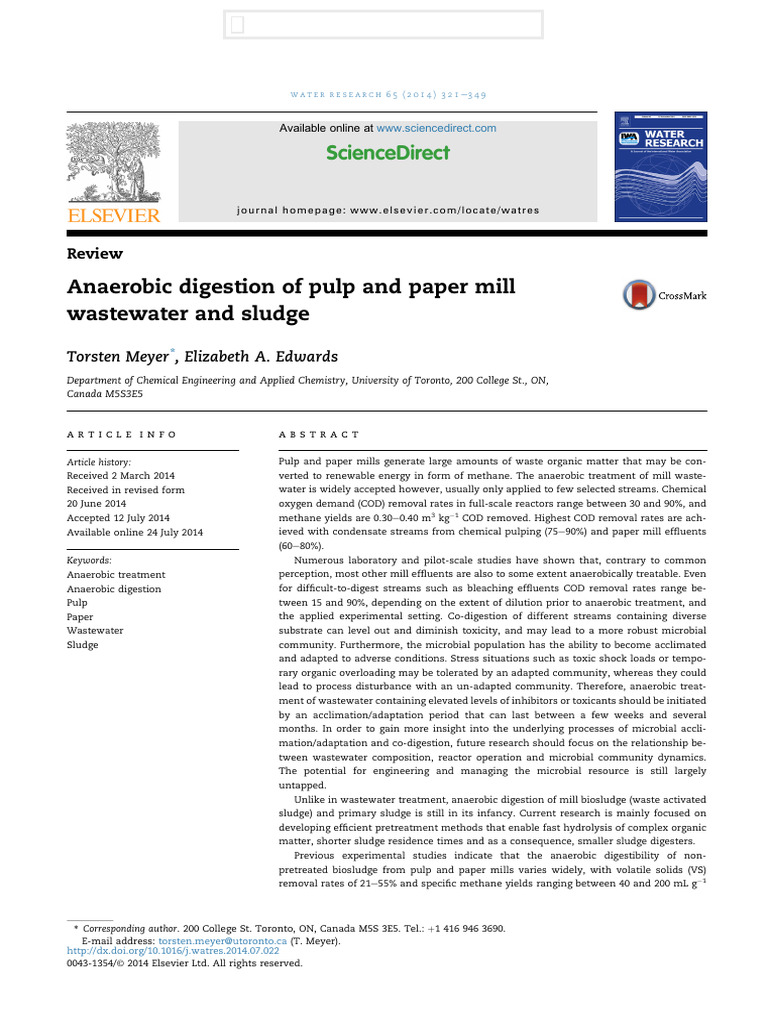 Anaerobic Digestion of Paper Mill Waste | PDF | Anaerobic Digestion ...
