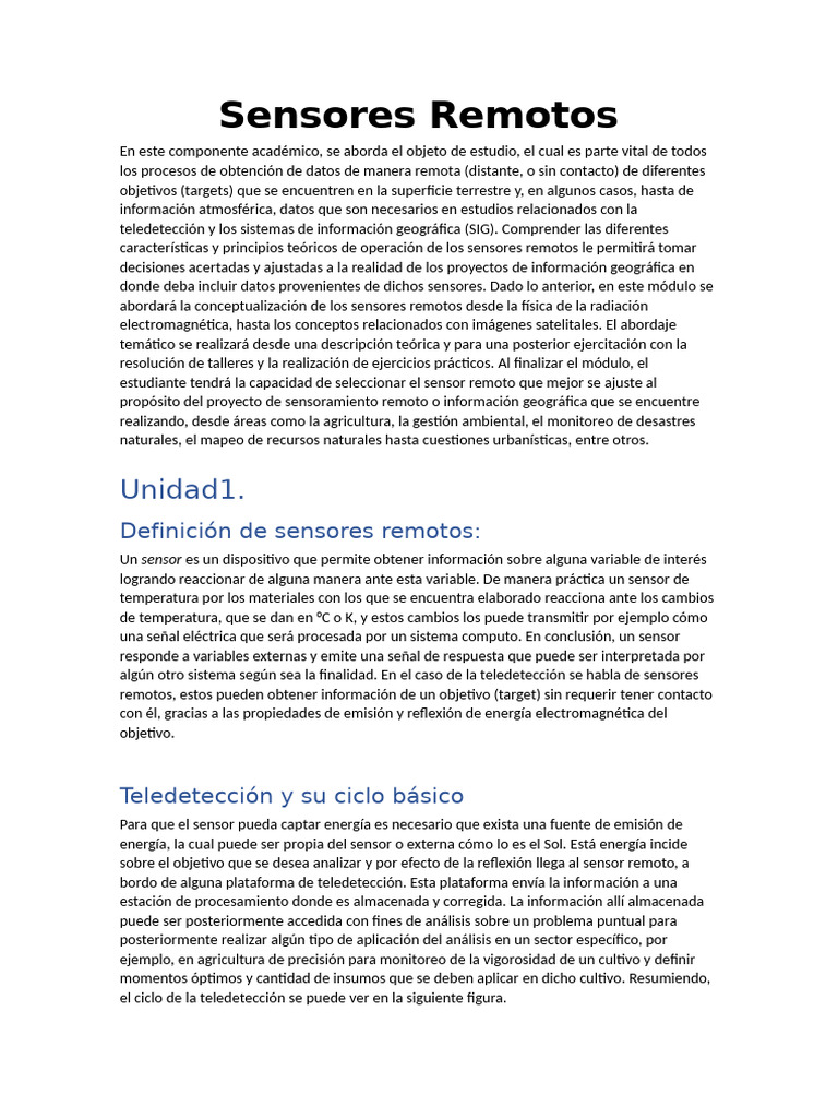 Sensores Remotos | PDF | Espectro electromagnético | Sensores remotos