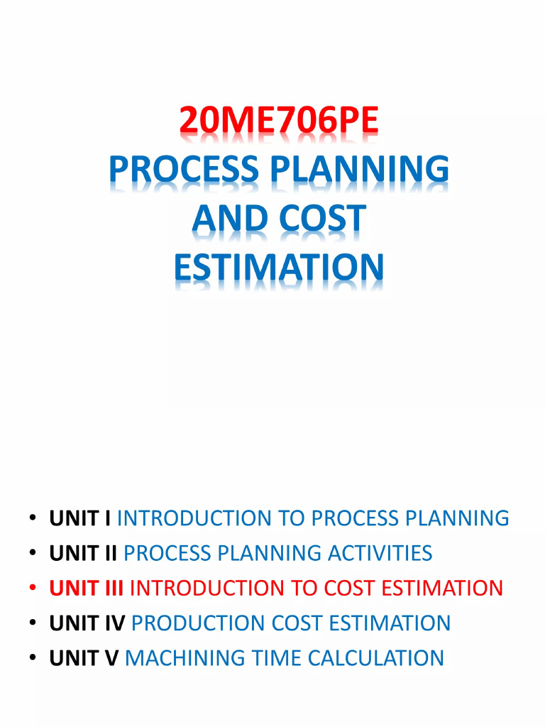 Processplannining and Cost Estimation | PDF