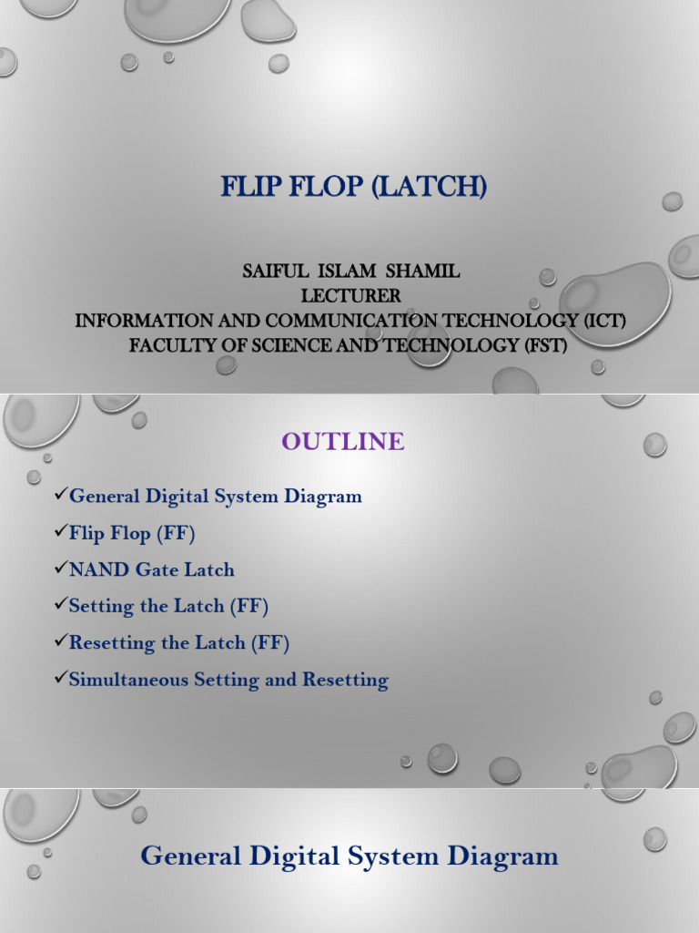 LECTURE 01 Flip Flop (Latch) | PDF | Logic Gate | Integrated Circuit