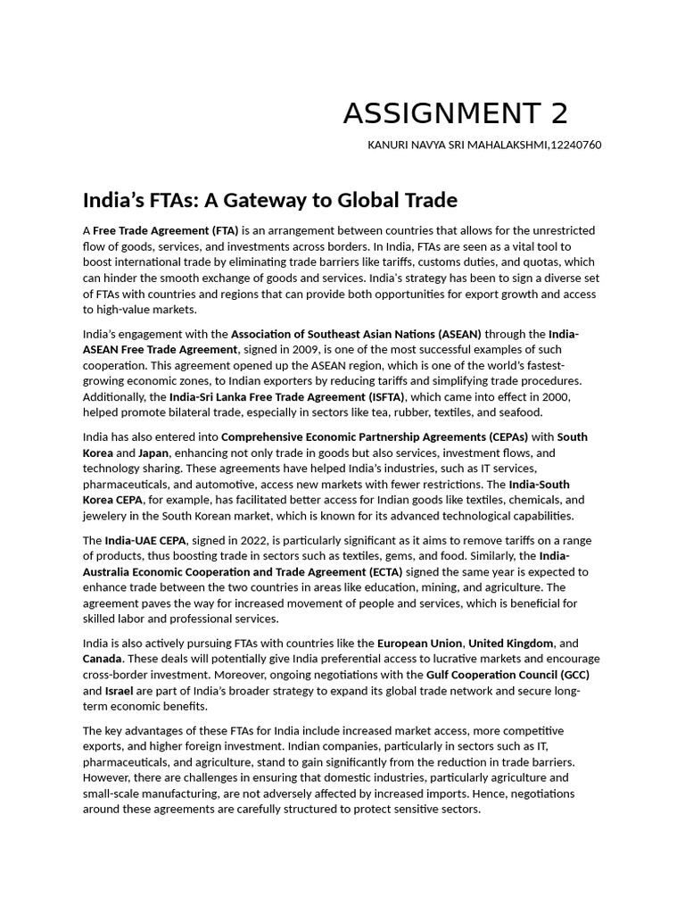 Assignment 2 - 12240760 | PDF | World Trade Organization | General ...