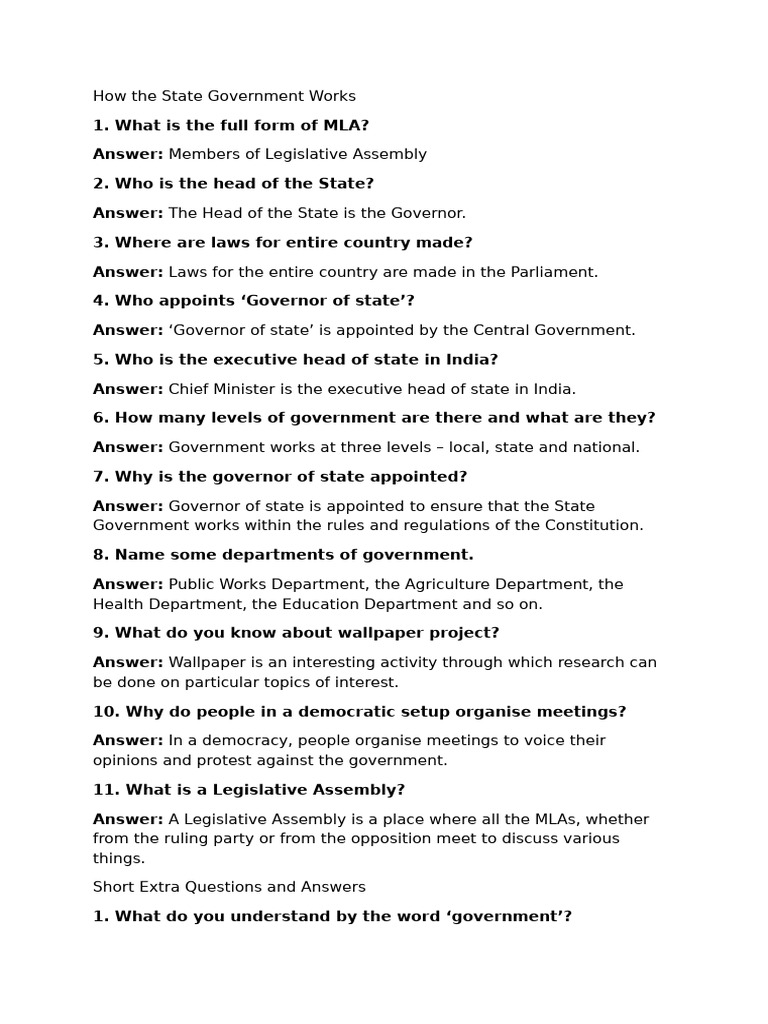 Understanding State Government Functions | PDF | Heads Of State | Democracy