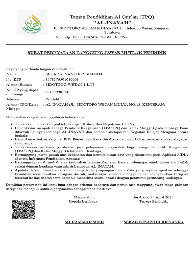 Proposal Jaspel 2025 SPTJM Pendidik TW 4-3 | PDF