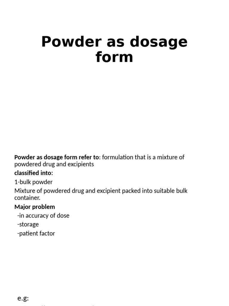Types of Powder Dosage Forms in Pharmacy | PDF