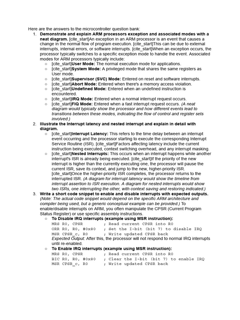 ARM Processor Exceptions and Interrupts | PDF | Cpu Cache | Computer ...