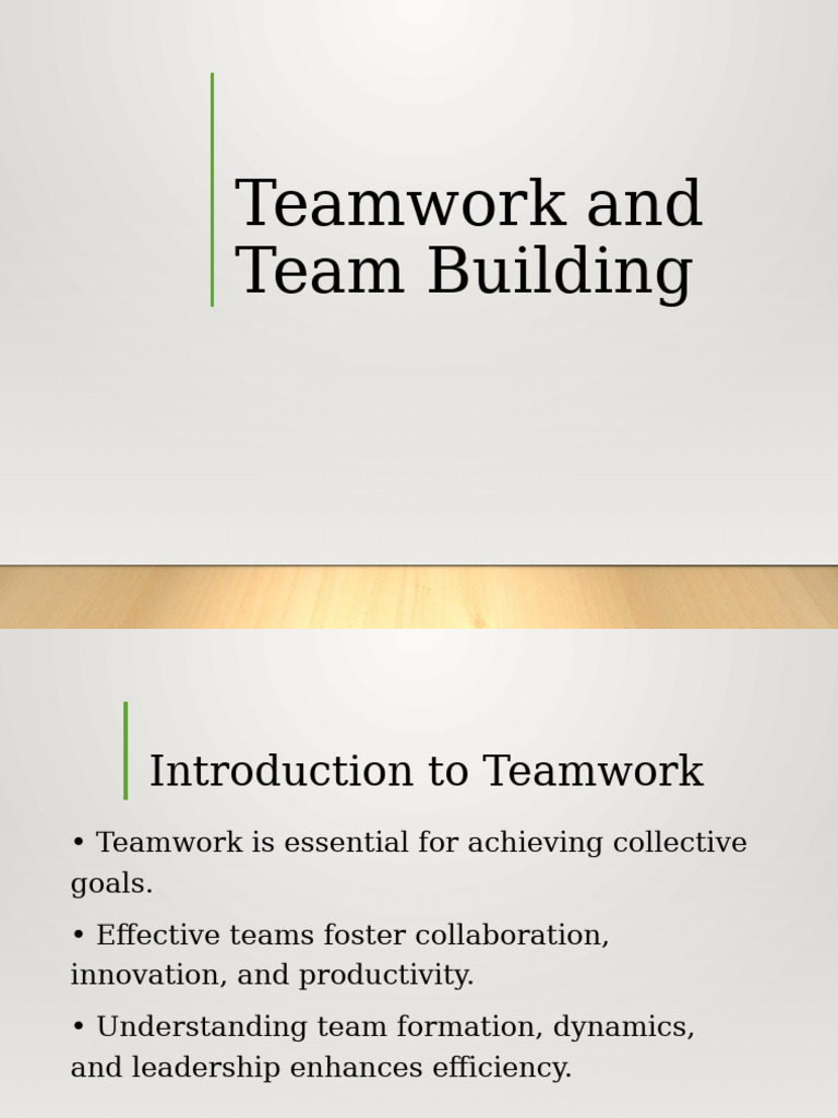 Teamwork And Team Building Pdf Leadership Organizational Behavior