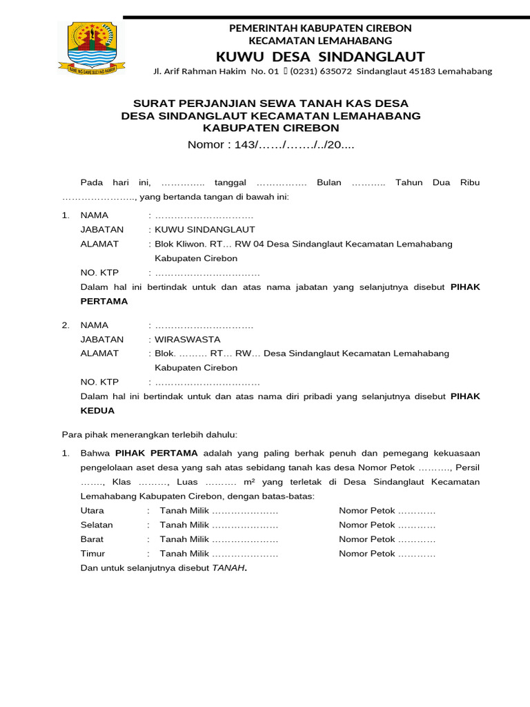 Perjanjian Sewa TKD | PDF