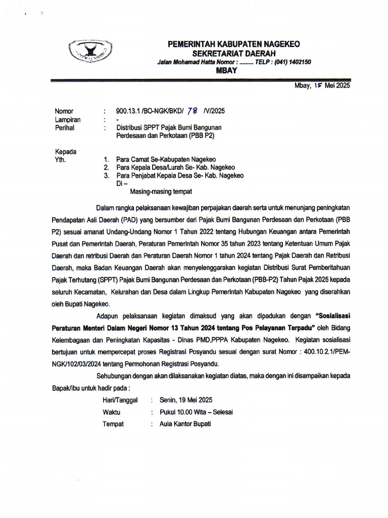 Surat Distribusi SPPT PBB 2025 | PDF