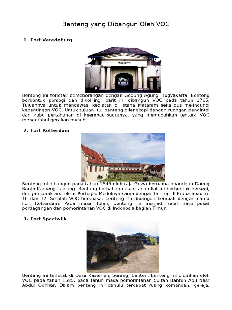Peninggalan Benteng VOC di Indonesia | PDF