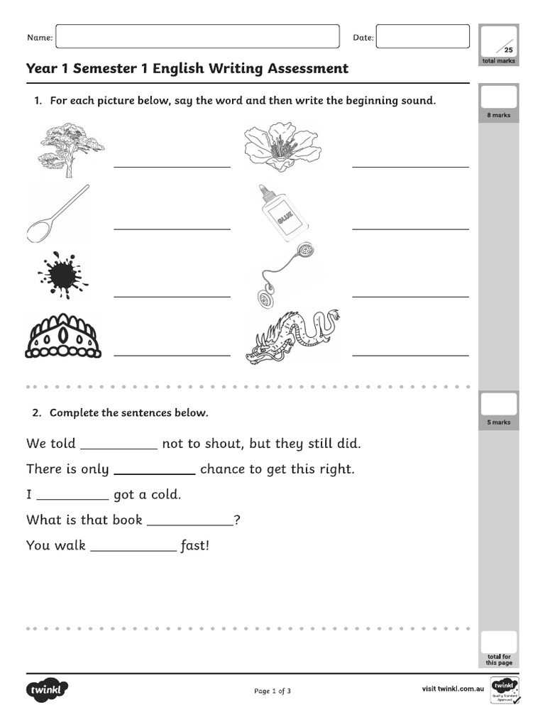 English Year 1 | PDF