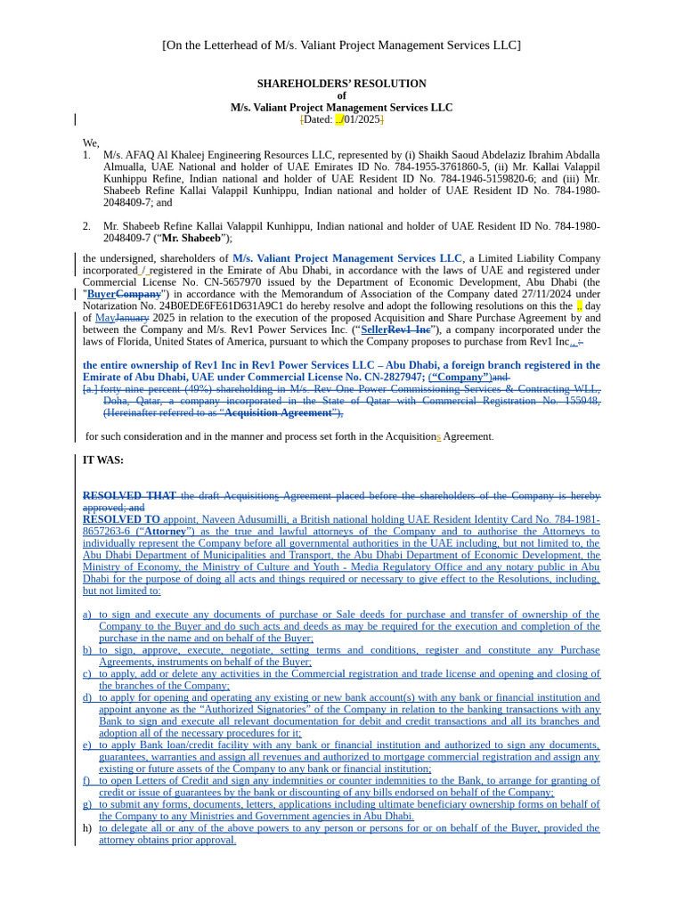 Shareholder's Resolution Valient | PDF | Banks | United Arab Emirates