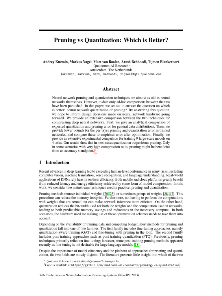Pruning V:s Quantization | PDF | Signal To Noise Ratio | Mean Squared Error