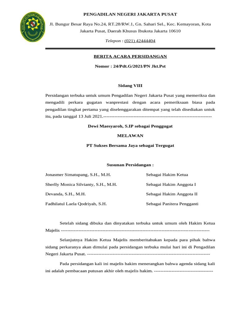 BAP PUTUSAN AKHIR | PDF