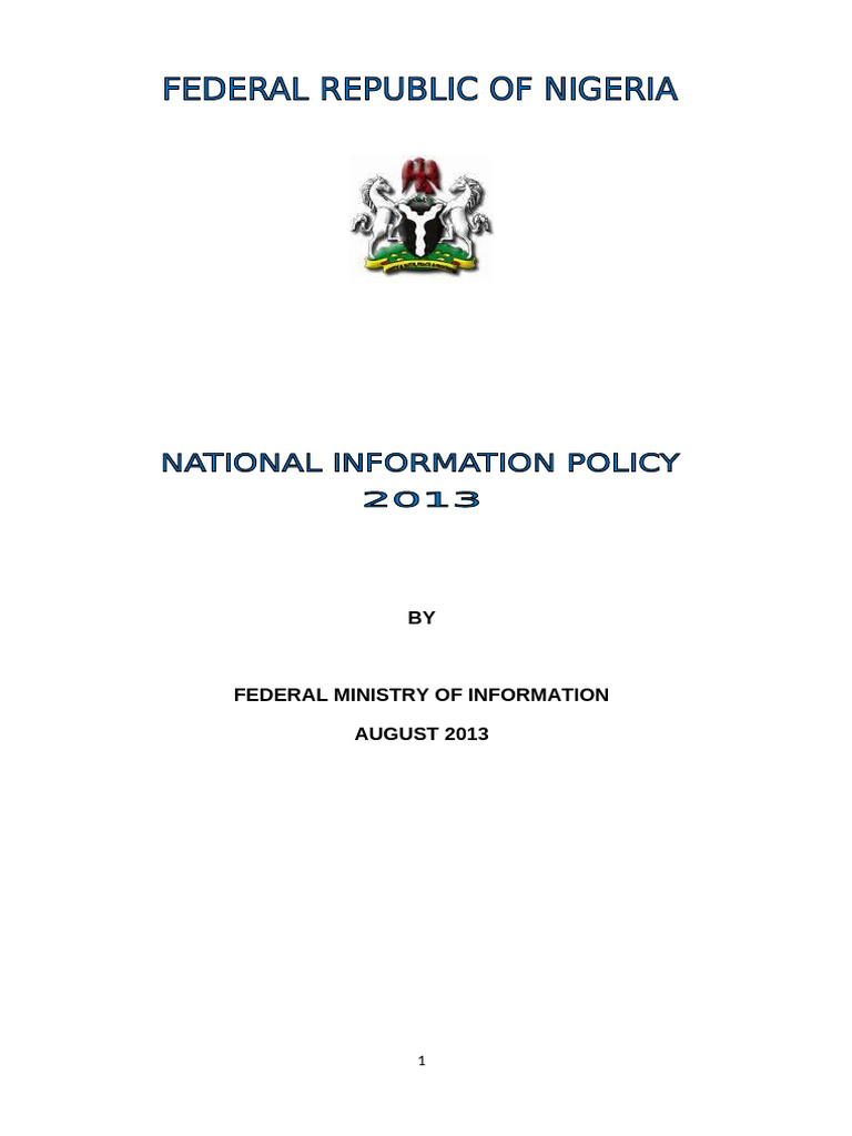 REVISED CORRECT NIGERIAN NATIONAL INFORMATION POLICY (Updated) | PDF | Monitoring And Evaluation ...