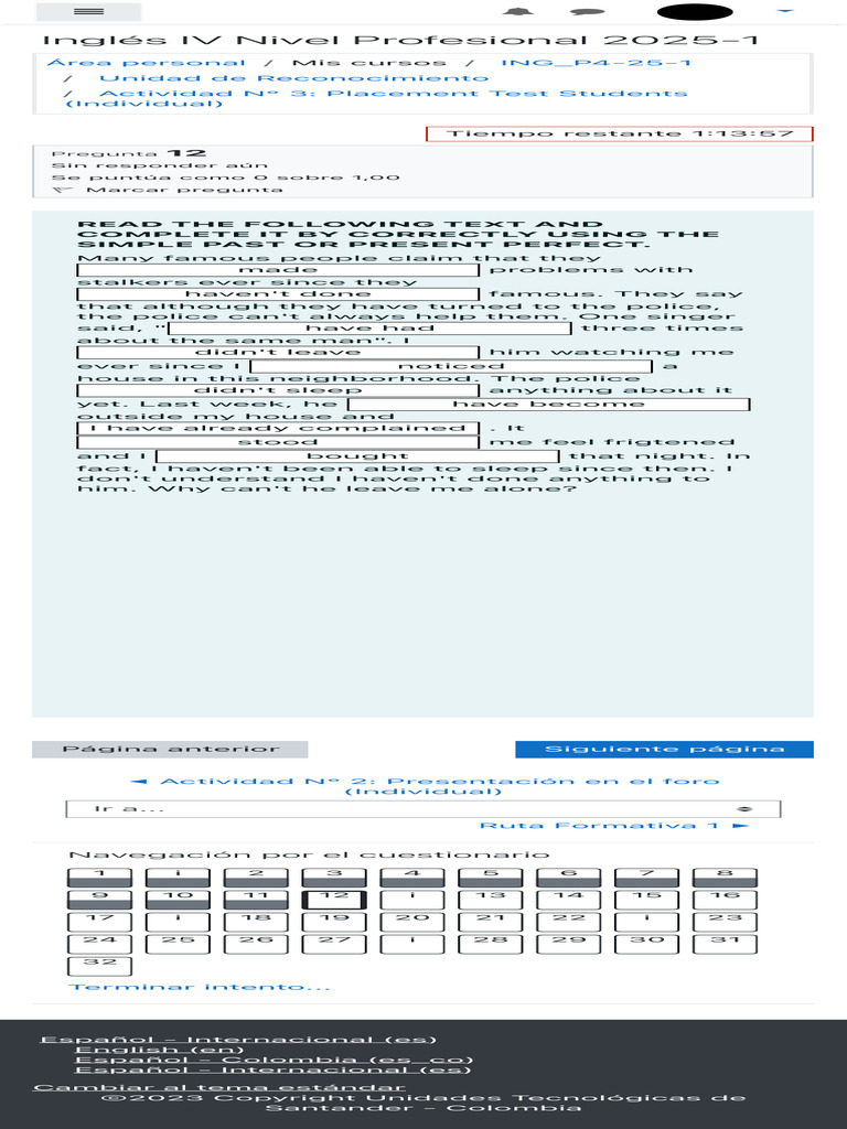 Actividad #3 Placement Test Students (Individual) (Página 3 de 7) | PDF