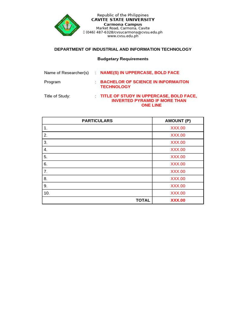 Budgetary Requirements | PDF