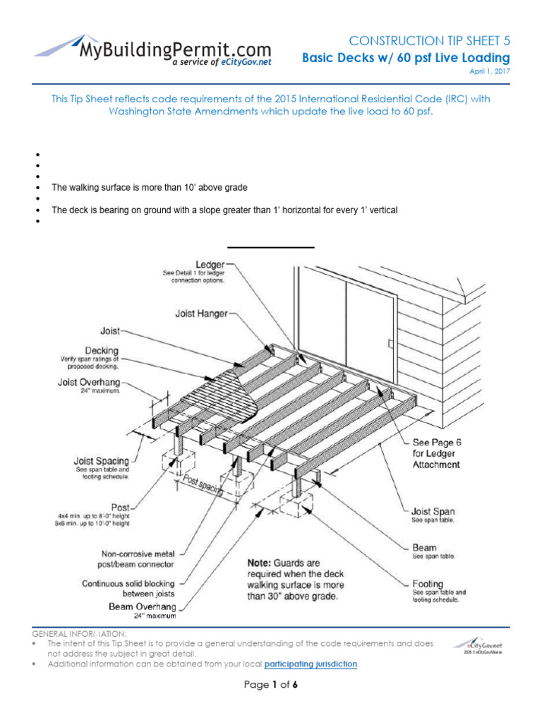 Washington State Deck Code Overview | PDF | Screw | Framing (Construction)
