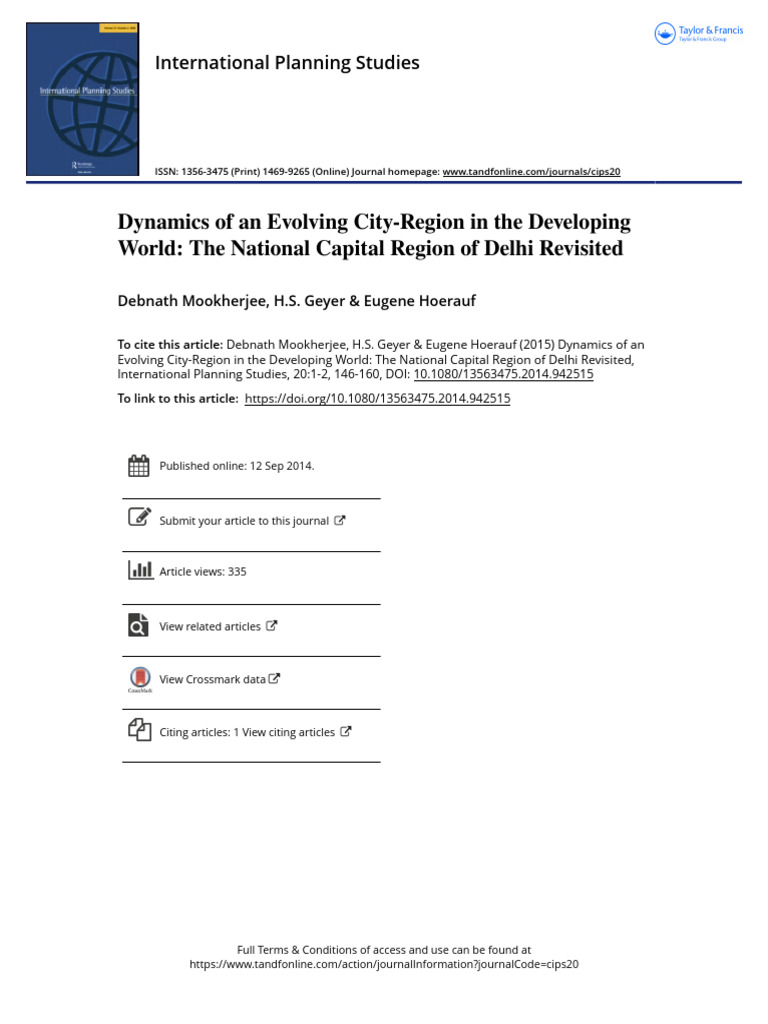 Dynamics of an Evolving City-Region in the Developing World The ...