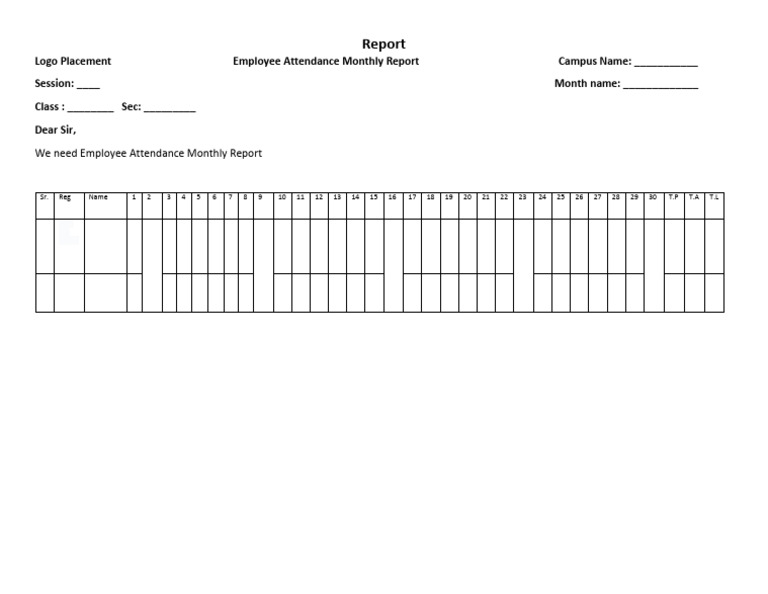 Employee Attendance Monthly Report | PDF