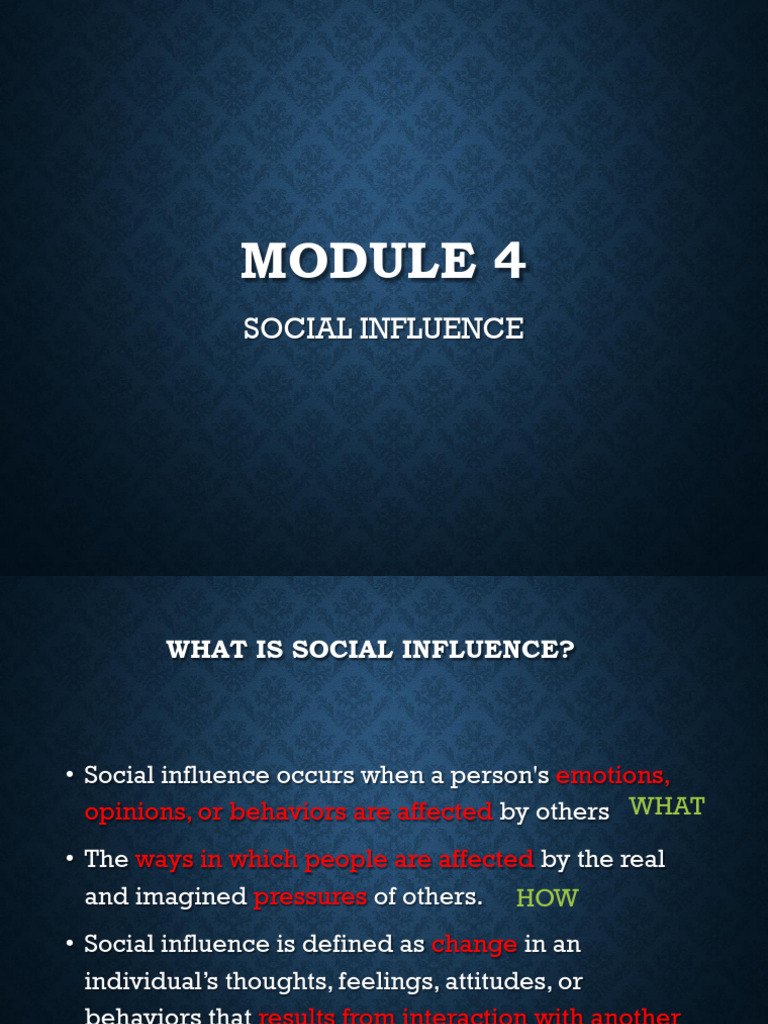 Module 4 - Social Influence | PDF | Conformity | Psychology