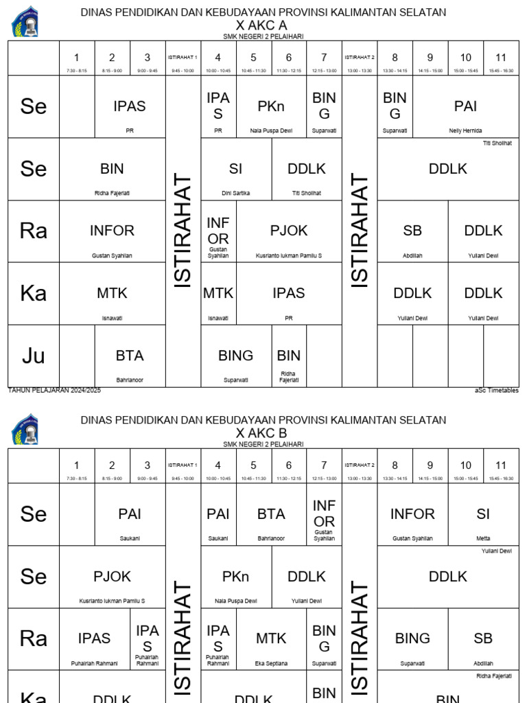 jadwal kelas semester genap 2024 2025 | PDF